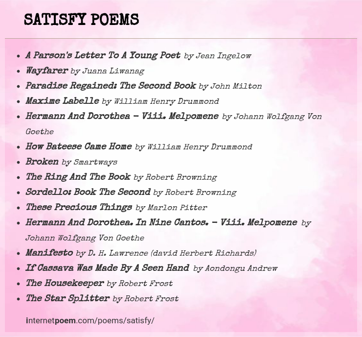Satisfy Poems