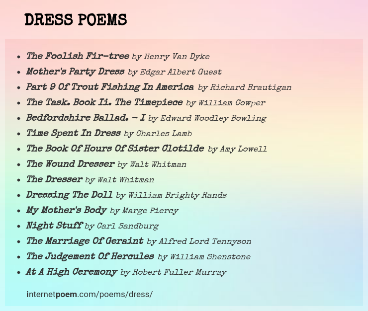 Dress Poems