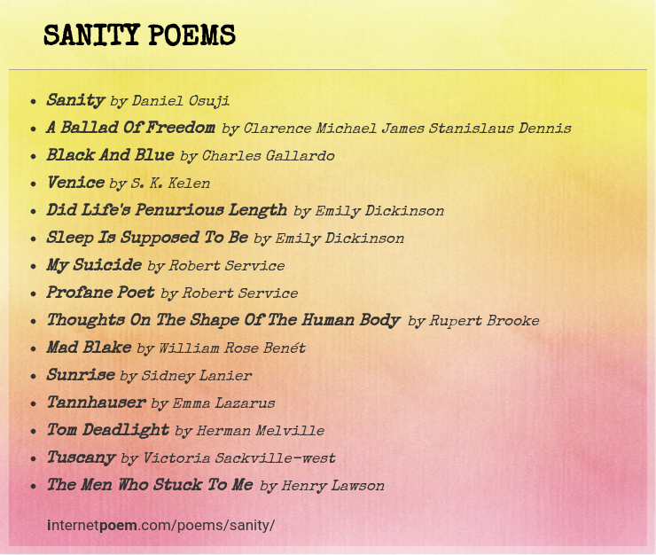 Sanity Poems