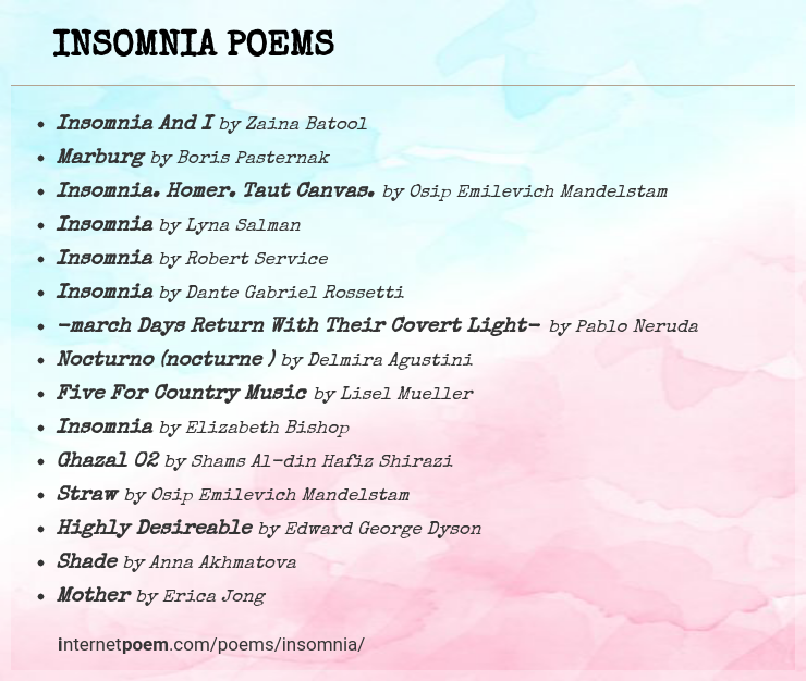 Insomnia Poems