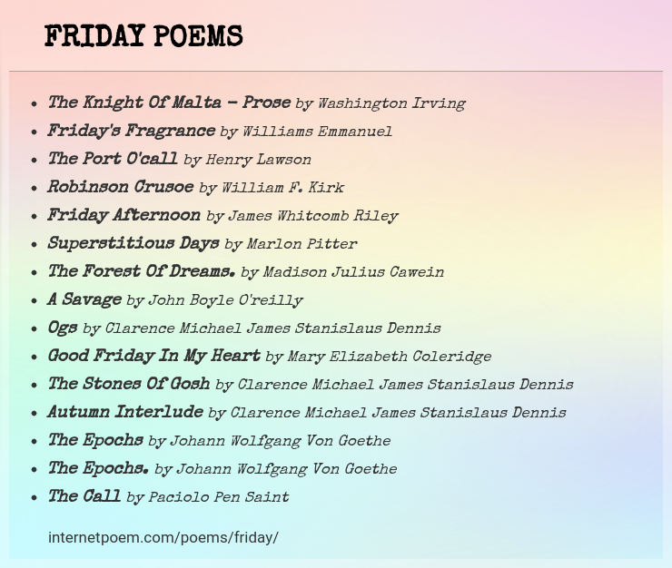 Friday Poems