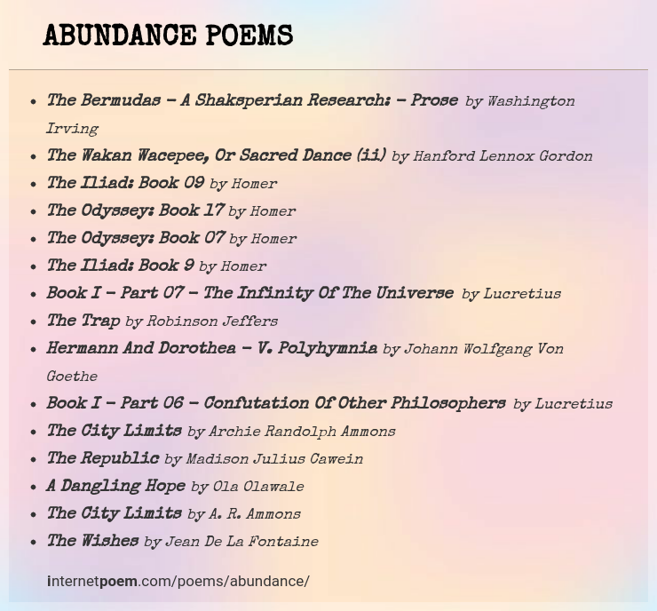 Abundance Poems