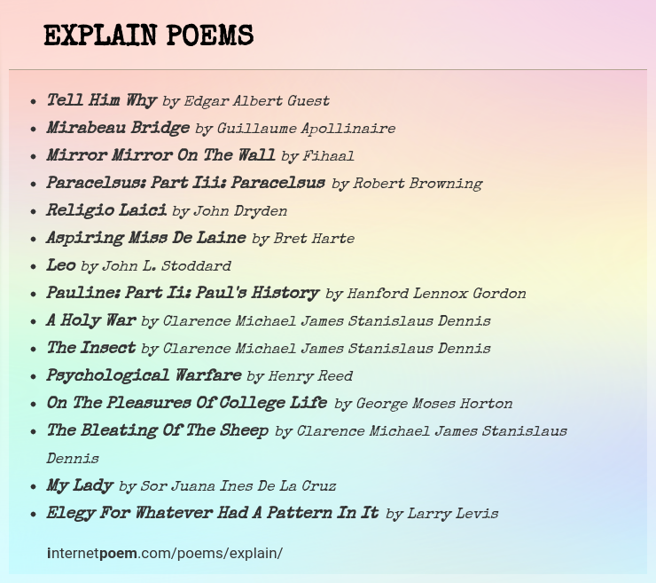 Explain Poems