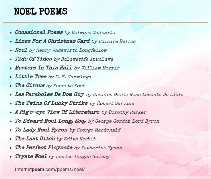 Noel Poems