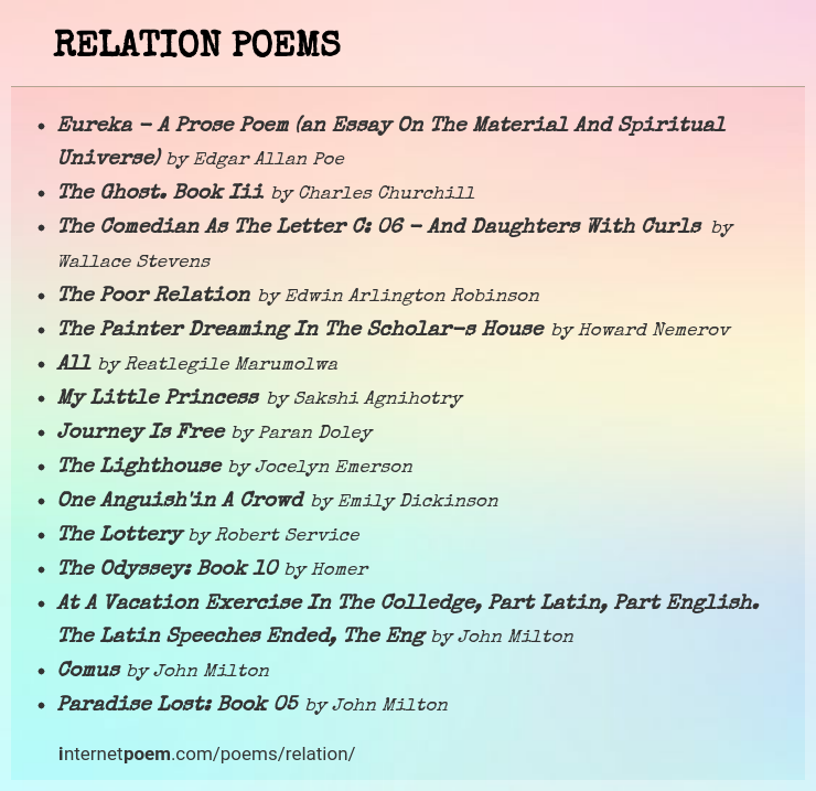 Relation Poems