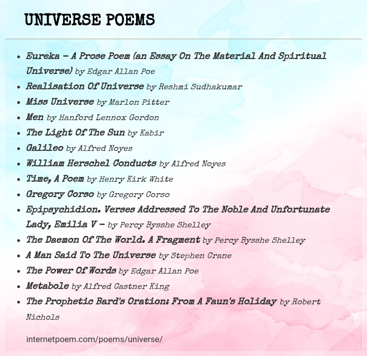 Universe Poems