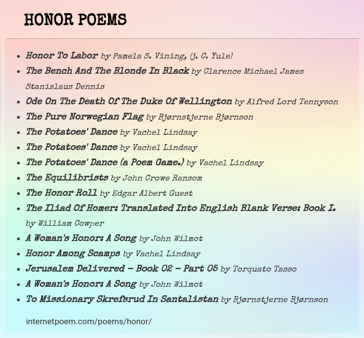 Honor Poems
