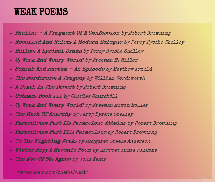 Weak Poems