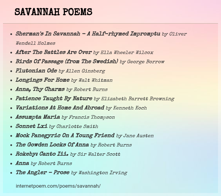 Savannah Poems