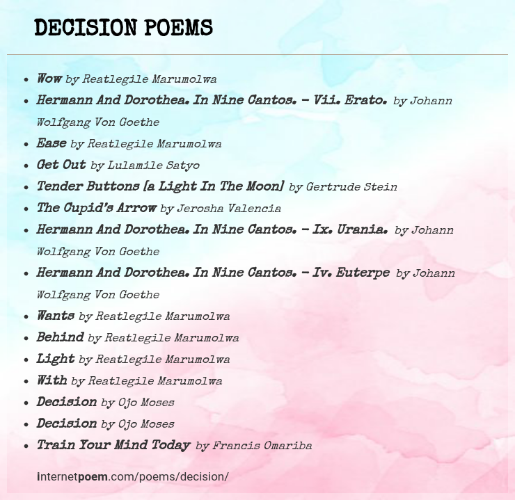 Decision Poems
