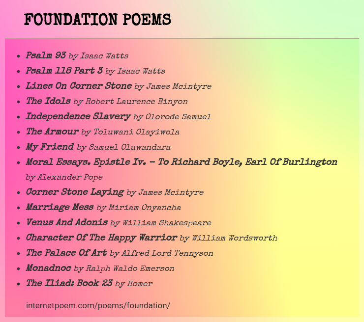 Poetry Foundation Poem Of The Day – ICPP