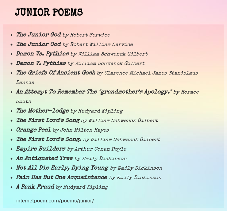 Junior Poems