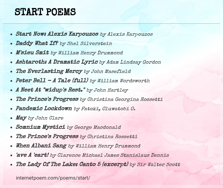 Start Poems
