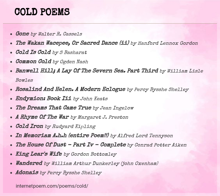 Cold Poems