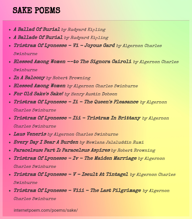 Sake Poems