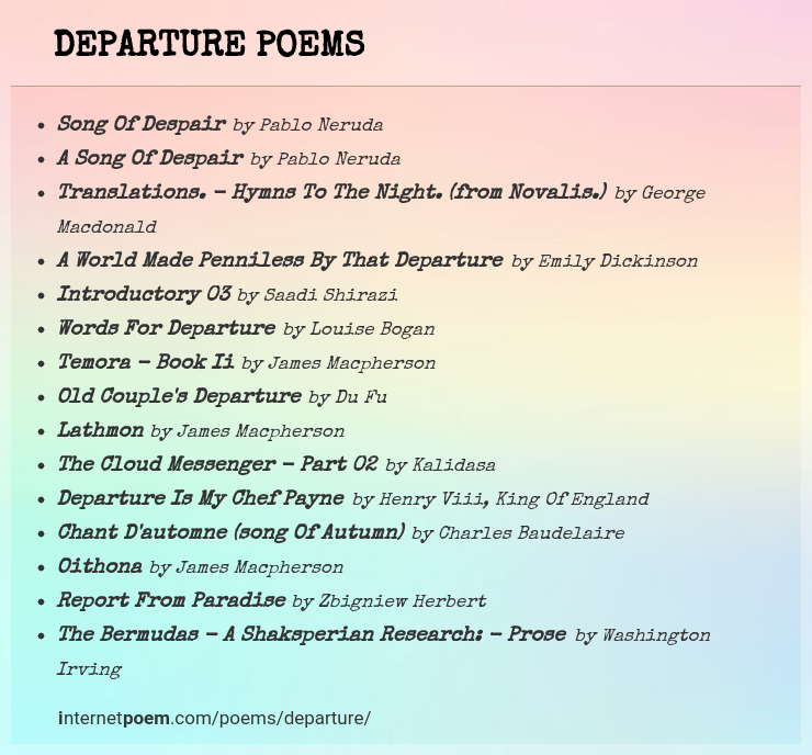 Departure Poems