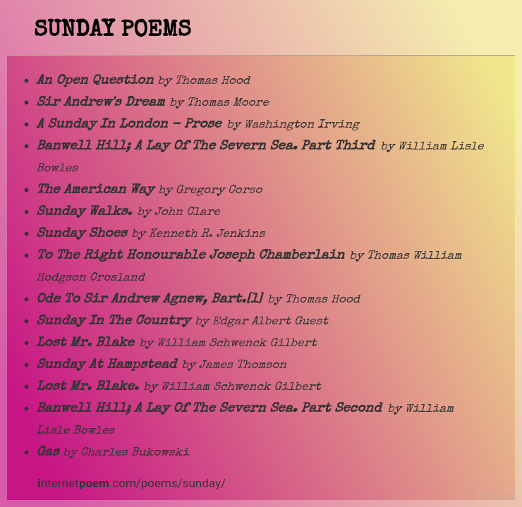 Sunday Poems