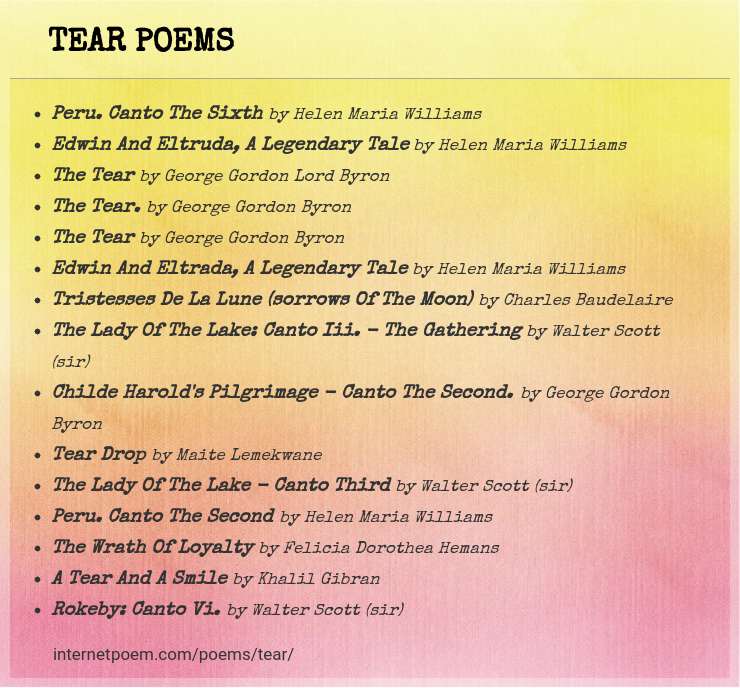 Tear Poems