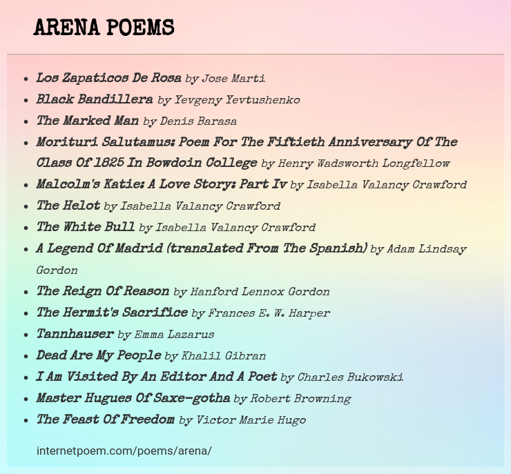 Arena Poems