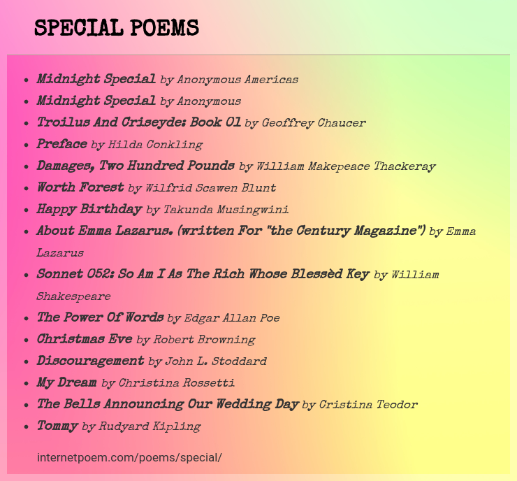 Special Poems