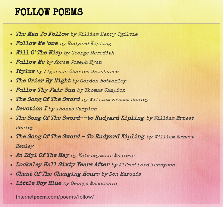 Follow Poems